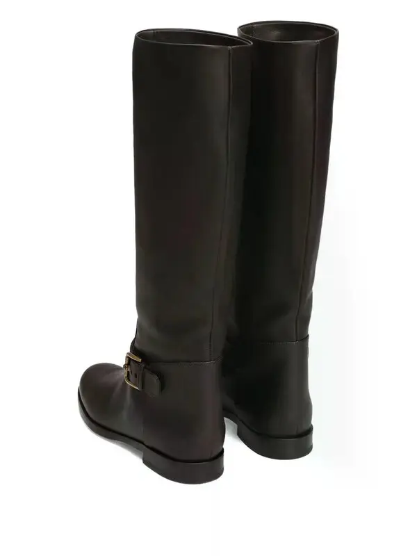 Dolce & Gabbana Buckle-strap Leather Boots - Brown