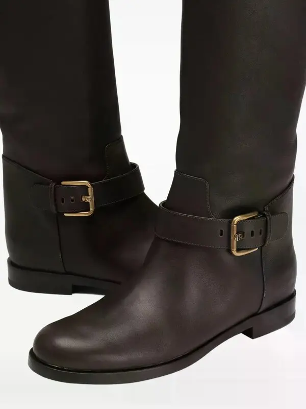 Dolce & Gabbana Buckle-strap Leather Boots - Brown