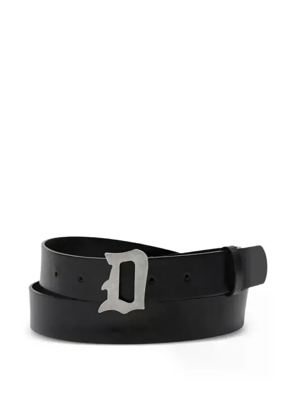 DONDUP Letter-buckle Leather Belt - Black