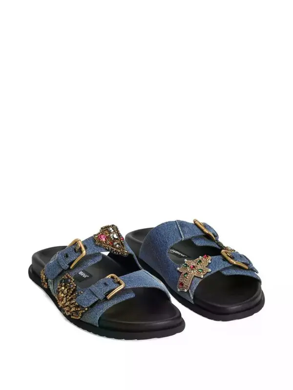 Dolce & Gabbana Beaded-embellished Slide Sandals - Blue
