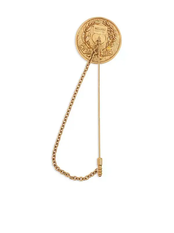 Moschino Coin-design Chain Brooch