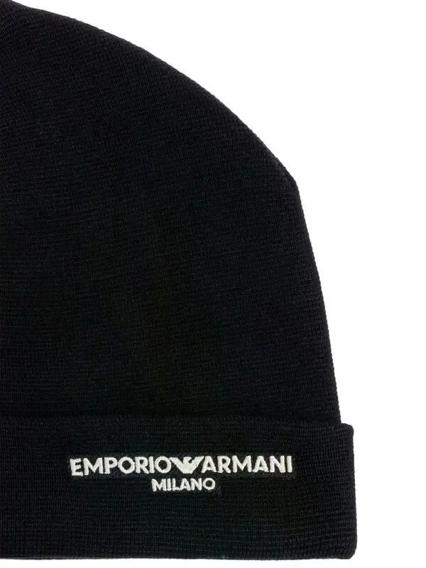 Emporio Armani Logo-embroidered Wool Beanie