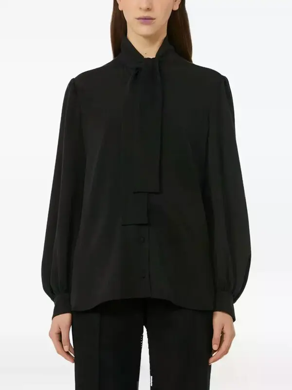 Max Mara Tie-neck Puff-sleeve Blouse