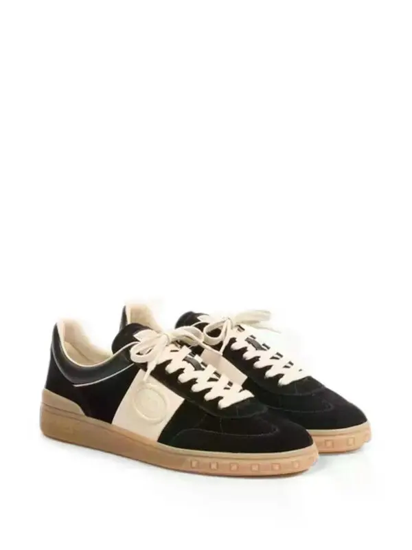 Valentino Garavani Split Leather And Calfskin Nappa Low Top Trainers - Black