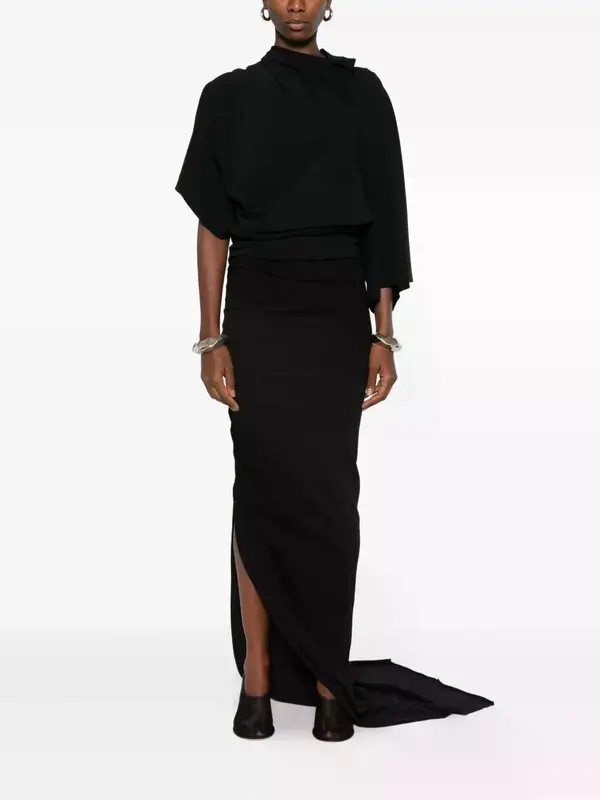 Rick Owens Drawstring Side-slit Maxi Skirt - Black