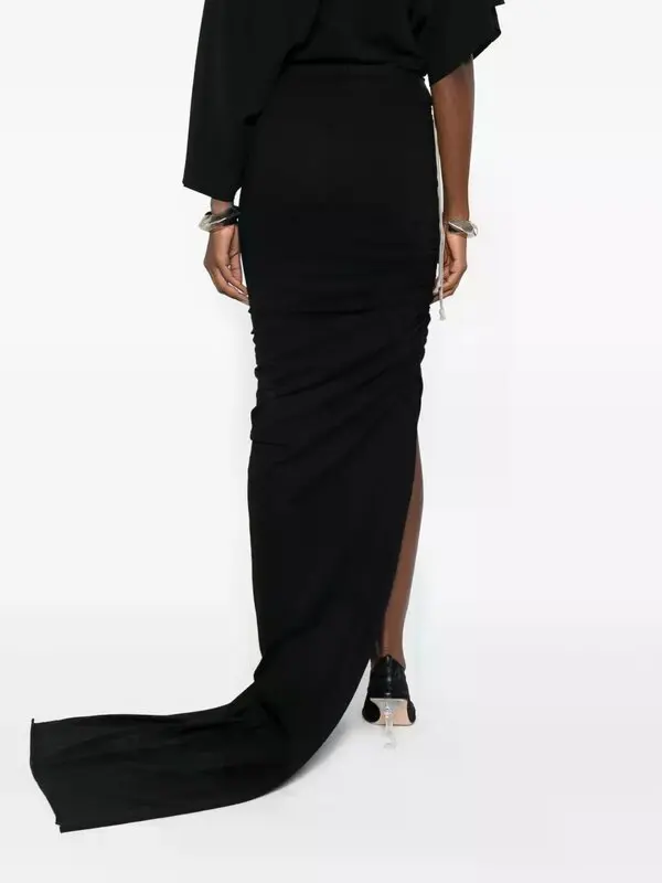 Rick Owens Drawstring Side-slit Maxi Skirt - Black