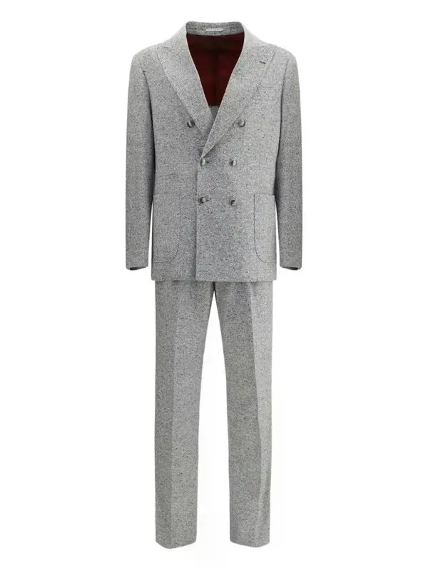 Brunello Cucinelli Double-breasted Textured Suit