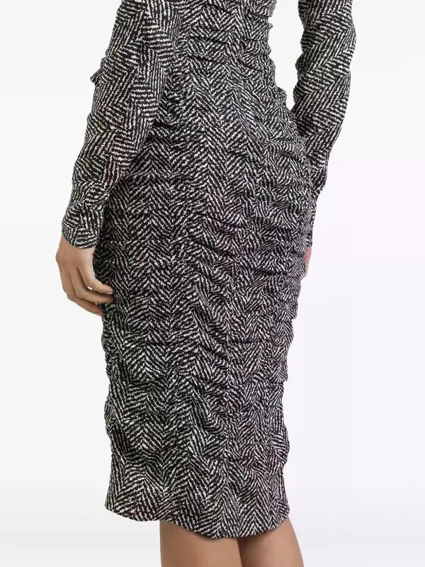 Dolce & Gabbana Midi Chevron-print Dress - Black