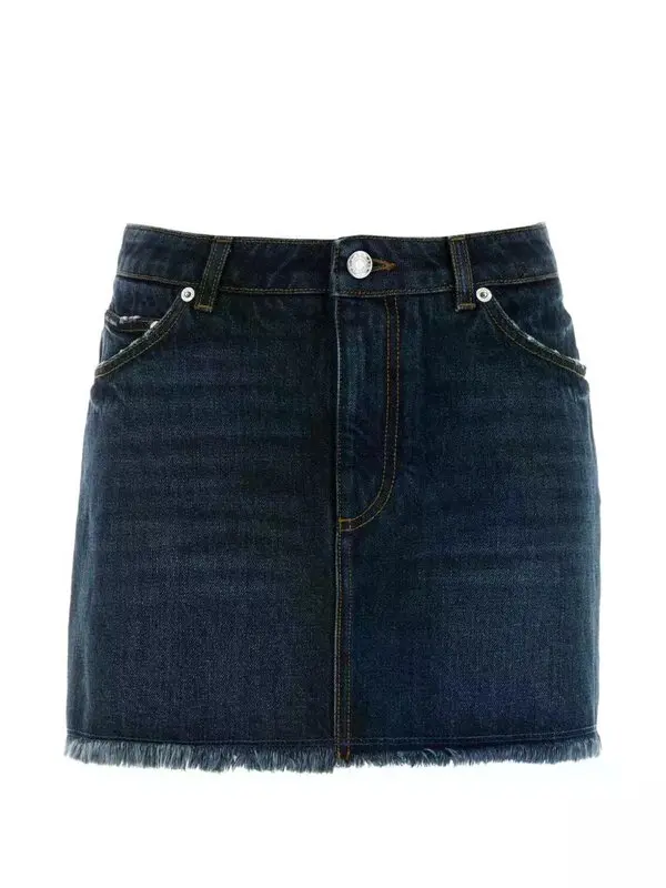 Dolce & Gabbana Frayed Mini Denim Skirt - Blue