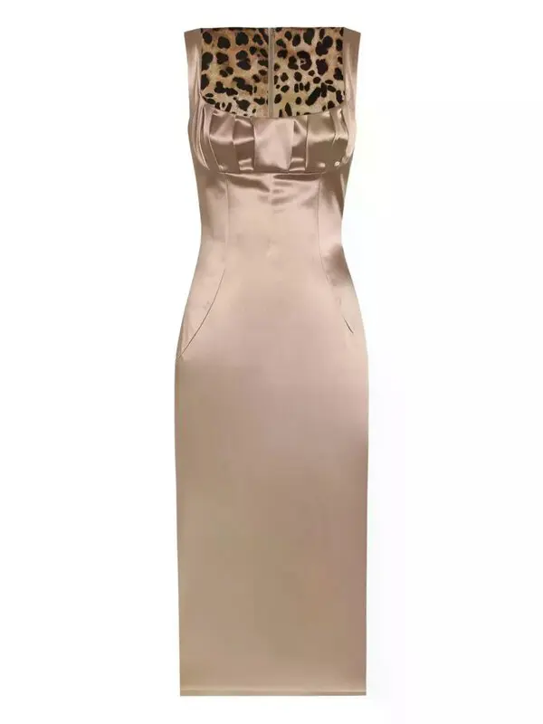 Dolce & Gabbana Pleat-detail Satin Midi Dress - Neutrals