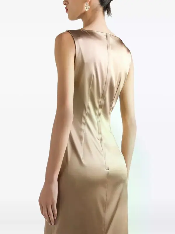 Dolce & Gabbana Pleat-detail Satin Midi Dress - Neutrals