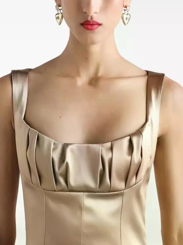Dolce & Gabbana Pleat-detail Satin Midi Dress - Neutrals