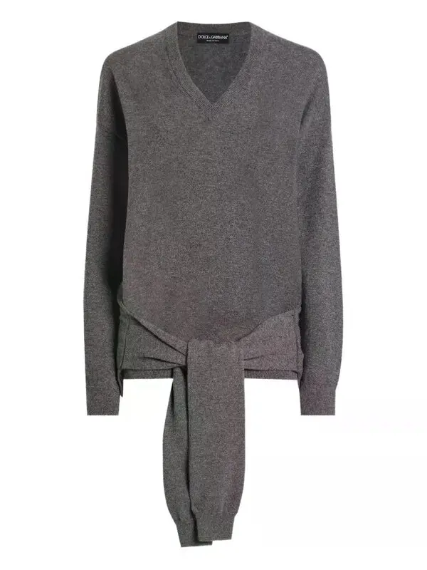Dolce & Gabbana Tie-detail V-neck Sweater