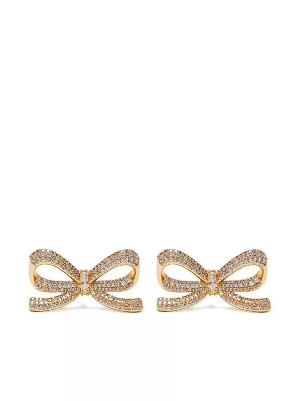 SELF-PORTRAIT Bow Crystal Earring - Gold