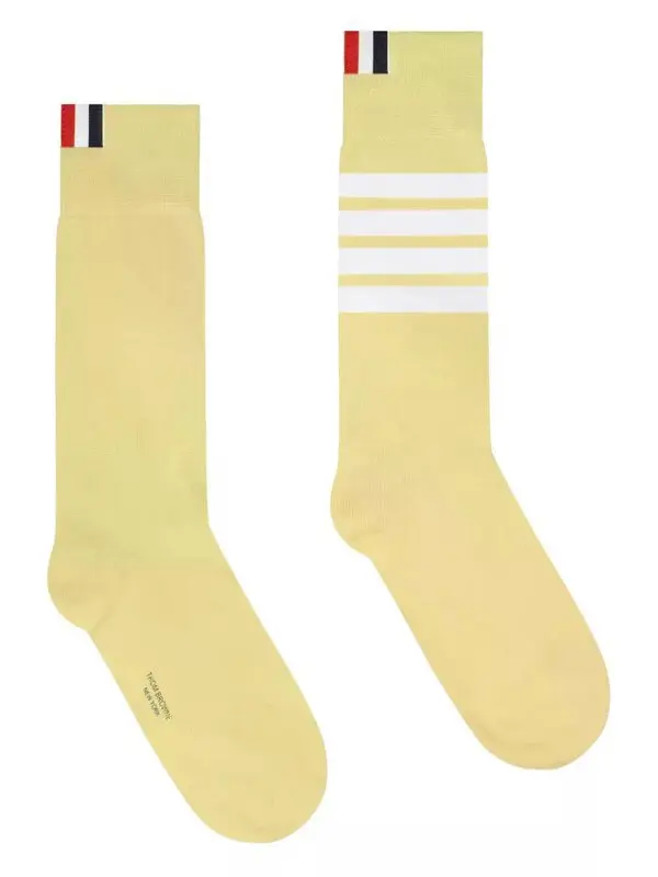 Thom Browne Four-bar Striped Socks - Yellow