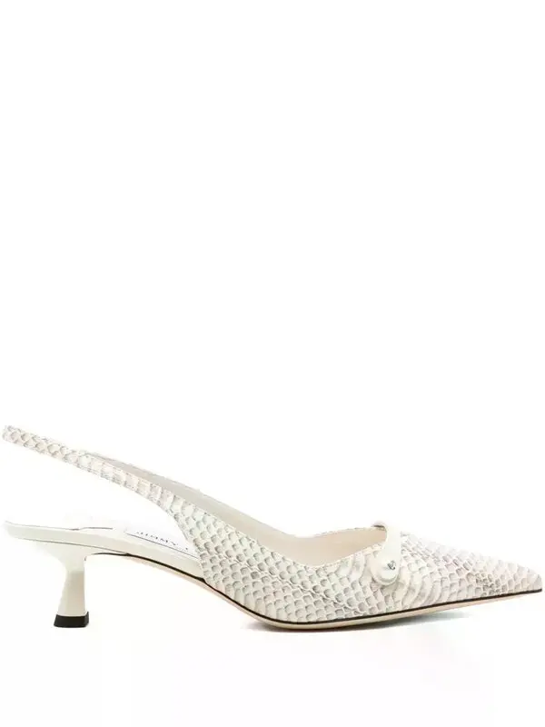 JIMMY CHOO Amita 45mm Snakeskin Slingback Pumps - Neutrals