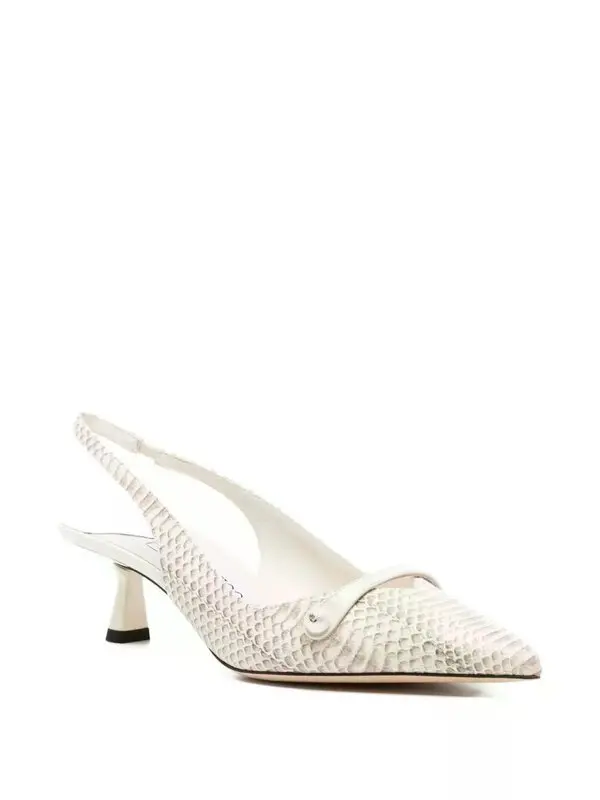 JIMMY CHOO Amita 45mm Snakeskin Slingback Pumps - Neutrals