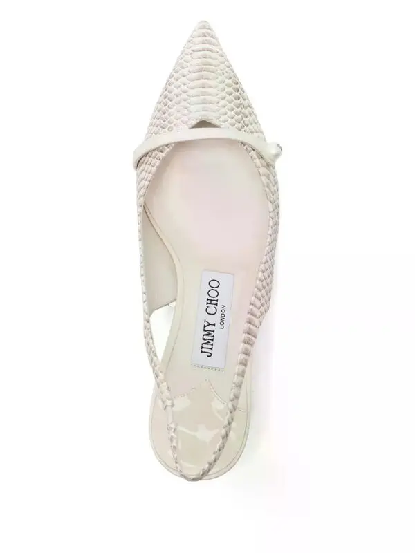 JIMMY CHOO Amita 45mm Snakeskin Slingback Pumps - Neutrals