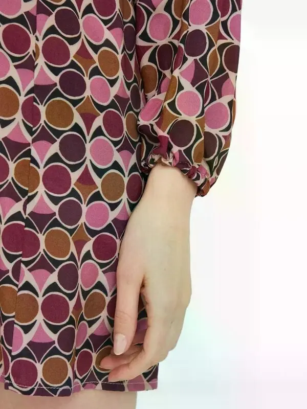 Sisley Geometric-print Long-sleeve Mini Dress - Pink