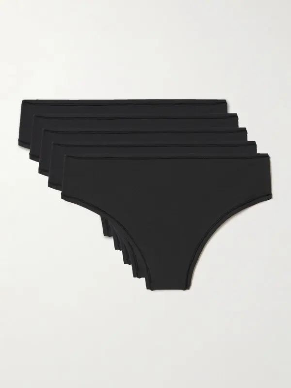 SKIMS Fits Everybody Set Of Five Thongs - Black
