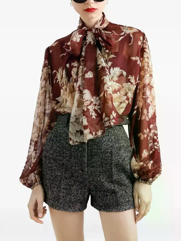 Dolce & Gabbana Floral-print Bow Blouse