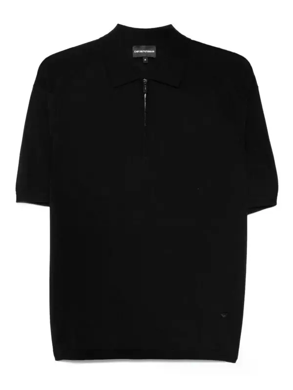 Emporio Armani Half-zip Short-sleeve Polo Shirt - Black