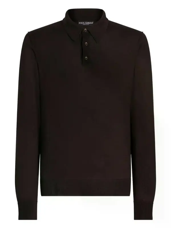 Dolce & Gabbana Long-sleeve Polo Shirt - Brown