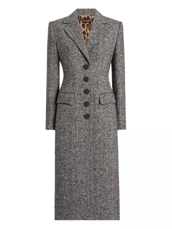 Dolce & Gabbana Herringbone Buttoned Coat
