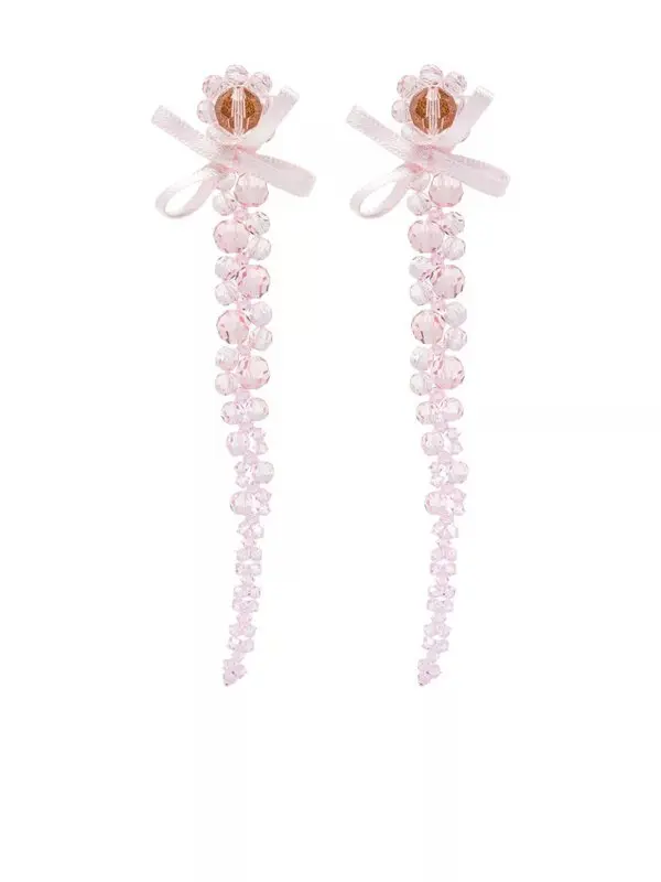 Simone Rocha Crystal-beaded Bow Earrings - Pink