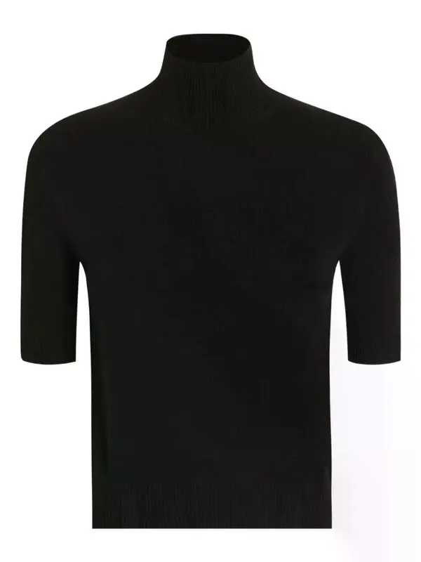 Dolce & Gabbana Short-sleeve Turtleneck Fine Knit Sweater