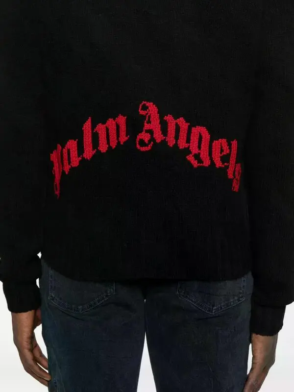 Palm Angels Crew-neck Knit Sweater - Black