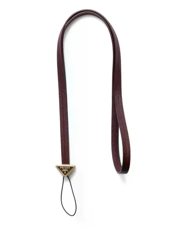 Prada Triangle-logo Leather Phone Strap - Red