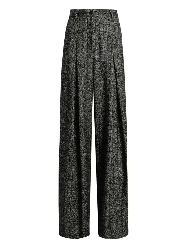 Dolce & Gabbana Pleated Tweed Trousers - Black