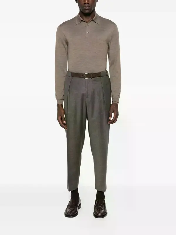 LARDINI Long-sleeve Polo Shirt - Brown