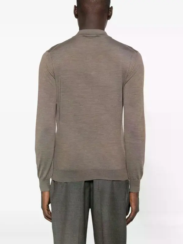 LARDINI Long-sleeve Polo Shirt - Brown