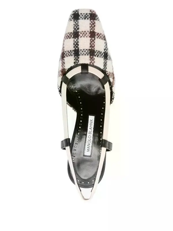 Manolo Blahnik 70mm Vestal Checked Slingback Pumps