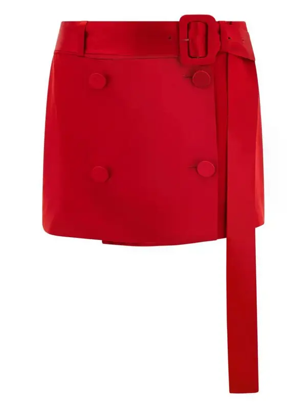 FERRAGAMO Belted Button-front Mini Skirt - Red
