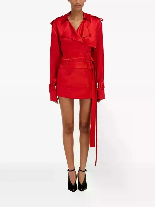 FERRAGAMO Belted Button-front Mini Skirt - Red