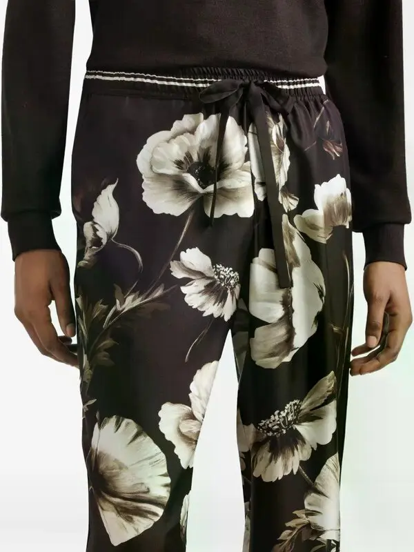 Dolce & Gabbana Poppy-print Drawstring Trousers