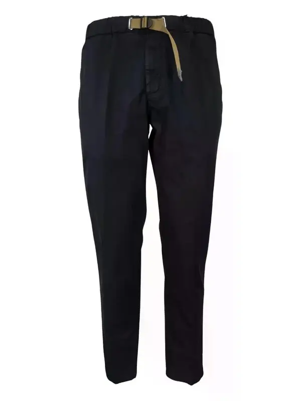 WHITE SAND Elastic-waistband Buckle-closure Trousers - Black