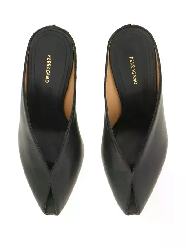 FERRAGAMO 90mm Peep-toe Heeled Mules - Black