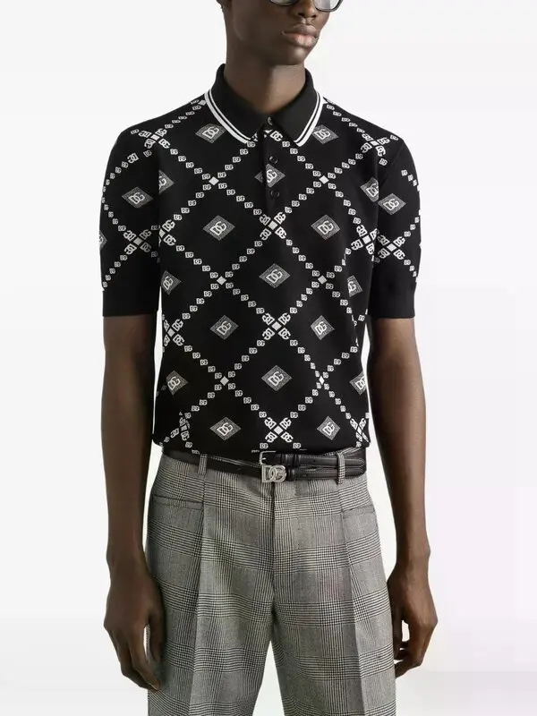Dolce & Gabbana Logo-pattern Polo Shirt - Black