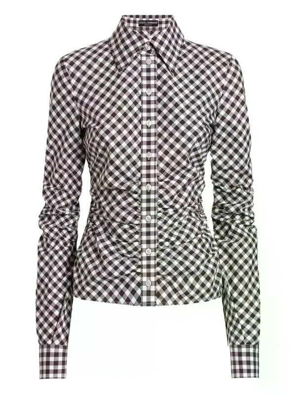Dolce & Gabbana Gingham-check Gathered Shirt