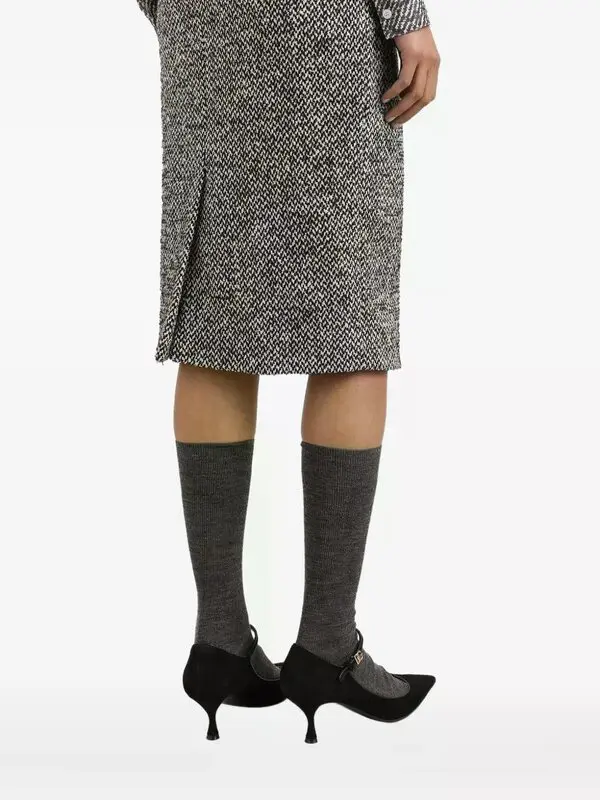 Dolce & Gabbana Midi Tweed Pencil Skirt - Black