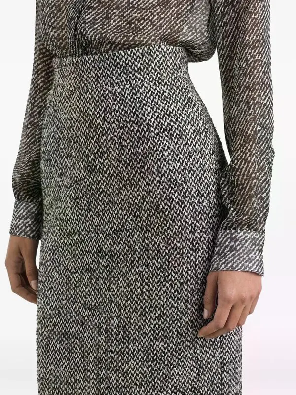 Dolce & Gabbana Midi Tweed Pencil Skirt - Black