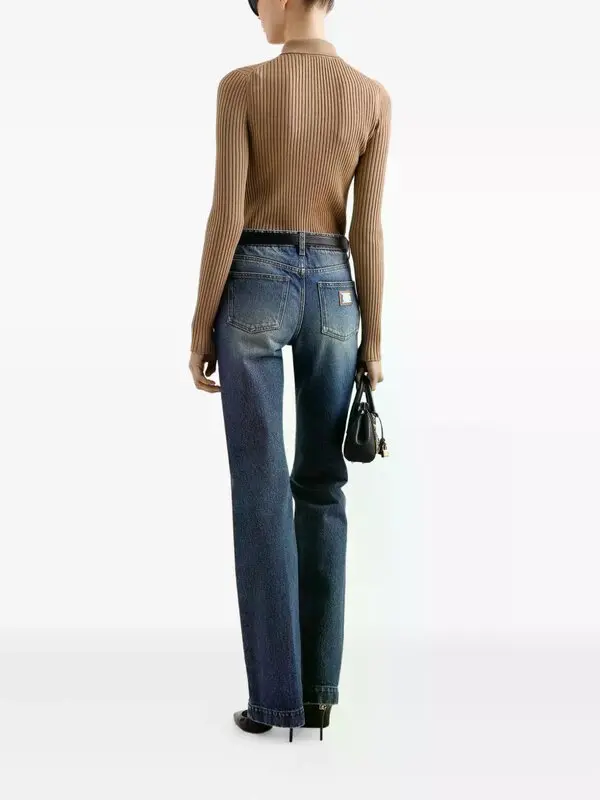 Dolce & Gabbana Ribbed Polo Top - Neutrals