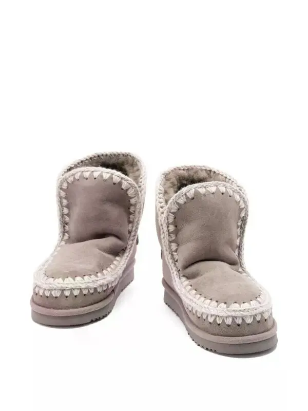 Mou Crochet-detail Sheepskin Boots - Grey