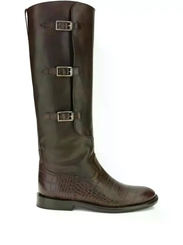 Paris Texas Montana Crocodile-embossed Buckle Boots