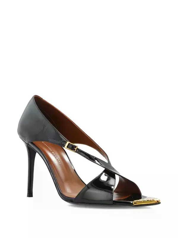 GIUSEPPE ZANOTTI 90mm Intrigio Patent-leather Cross-strap Heeled Sandals - Black
