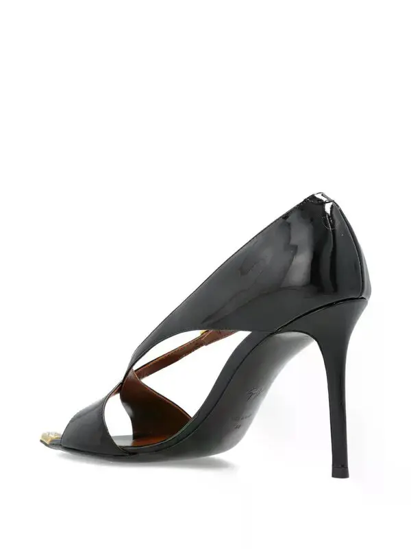 GIUSEPPE ZANOTTI 90mm Intrigio Patent-leather Cross-strap Heeled Sandals - Black